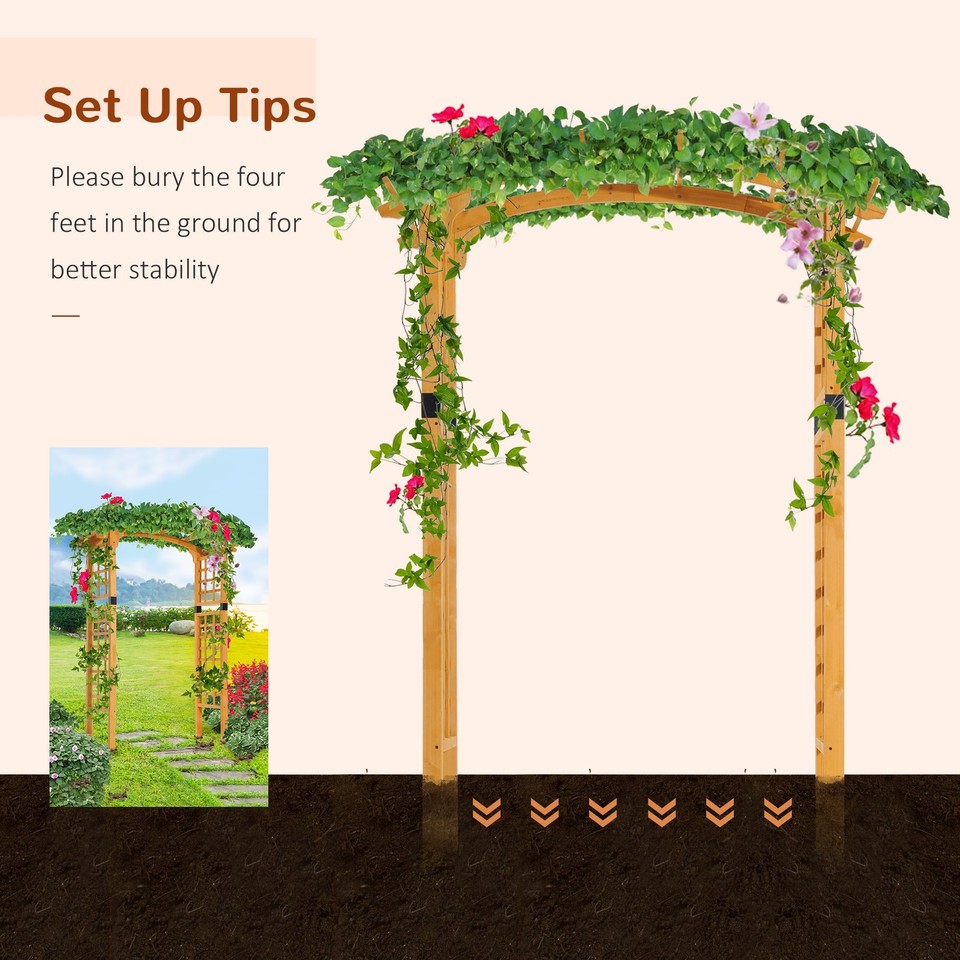 7.5FT Outdoor Garden Arch Arbor Trellis Wooden Wedding Gateway Lawn ...