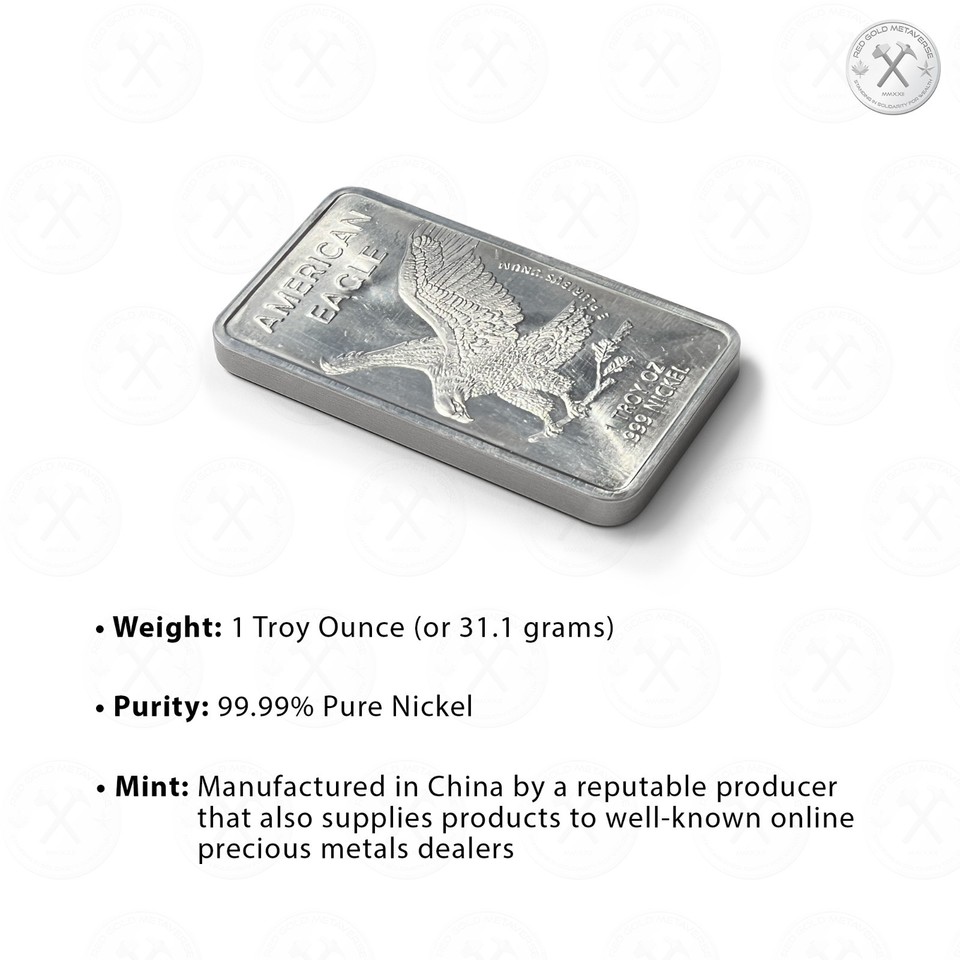 1 troy oz Nickel American Eagle 2022 Bullion Ingot Bar/1 oz .999 Pure ...