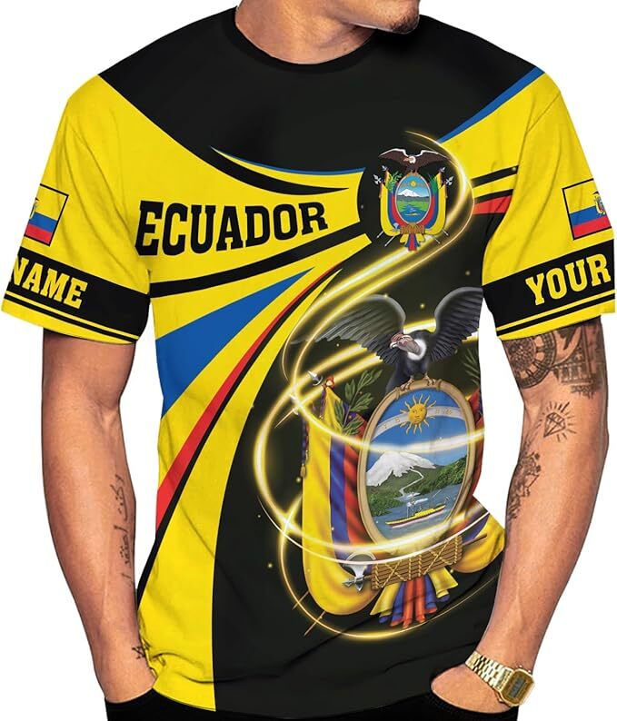 Custom Ecuador Flag Tshirt, Ecuador Shirt Men 3D Printed Short Sleeves ...