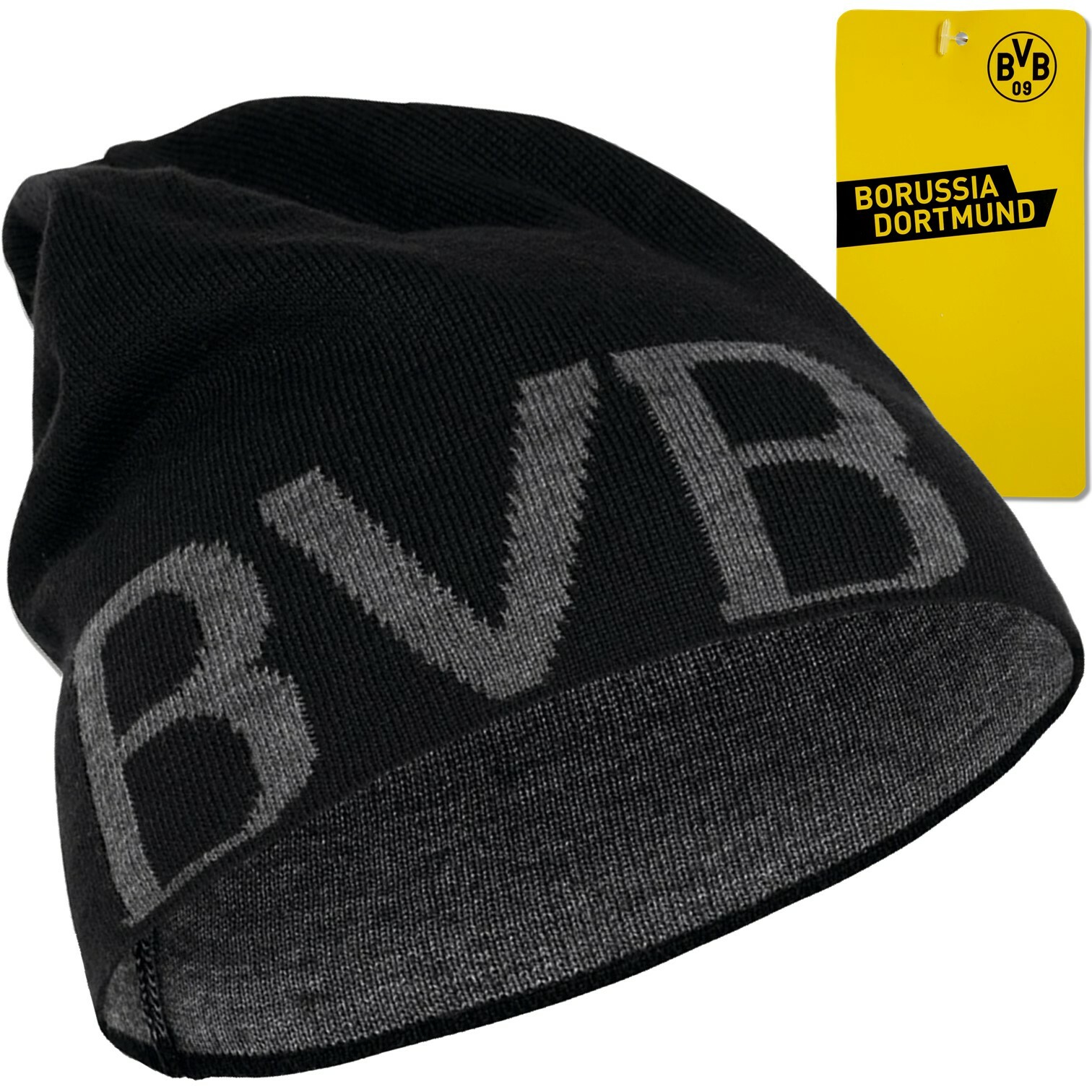BVB Mütze Borussia Dortmund Beanie Wendemütze Bommelmütze Bommel ...