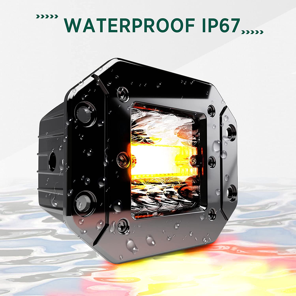 4P 5inch LED Flush Mount Strobe Pods Work Light For Rear Bumper Reverse ...