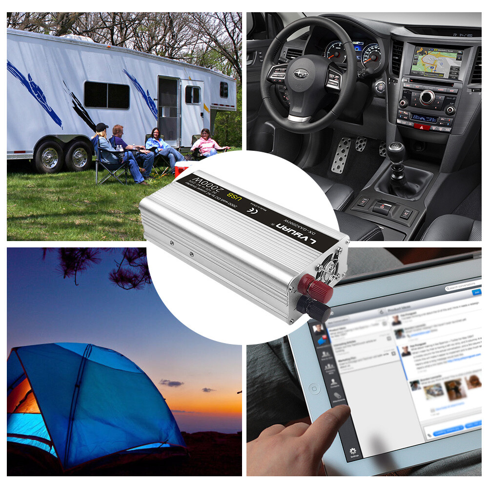 Power Inverter 2000W Peak 12V DC to 240V AC Caravan Converter USB ...