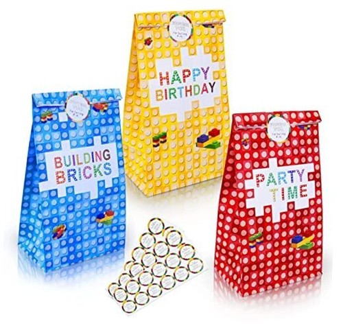 24 Pack Building Blocks Party Favor Bags, Brick Theme Party Goodie ...