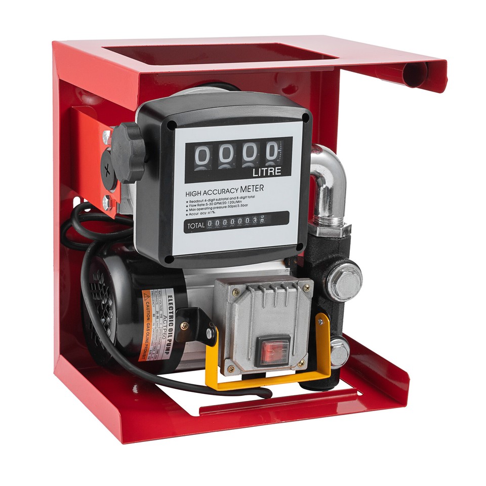 110V Electric Diesel Oil Fuel Transfer Pump w/ Meter+Discharge Hose ...