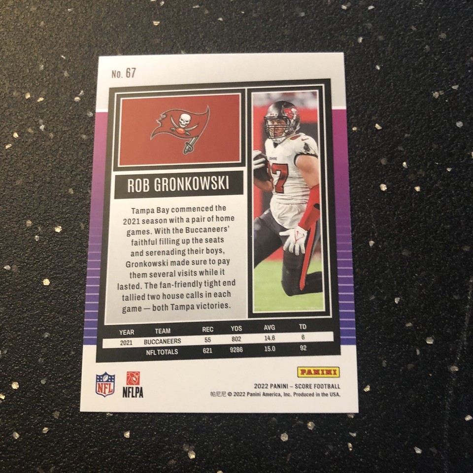 Rob Gronkowski 2022 Panini Score Football #67 NFL Tampa Bay Buccaneers ...