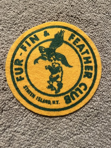 large 4.5" Vintage felt fin feather fur conservation patch Staten ...