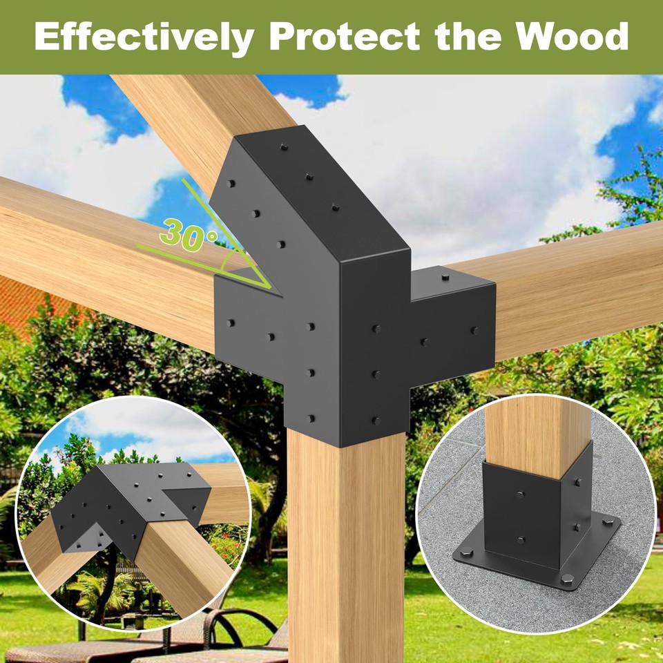 Pergola Kit, 30° Slanted Roof Bracket Set, Roof Wall Mount Extension ...
