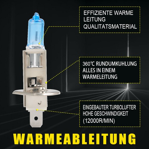 Pair H1 Xenon Super White HID High Low Beam Headlight Fog Light Bulbs ...