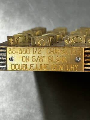 35-380 CENTURY DOUBLE LINE BRASS FONT SET NEW HERMES ENGRAVER ENGRAVING ...