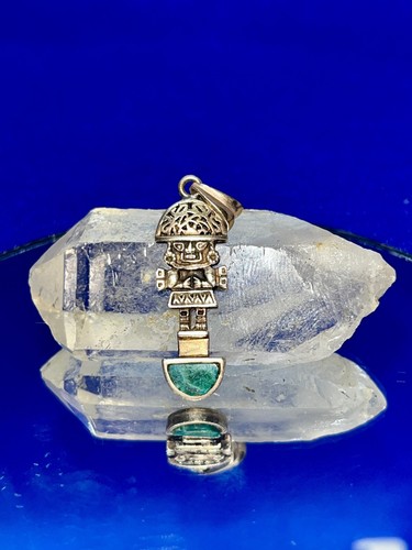 🌟 Silver Peruvian Tumi Pendant 🌿 Inca Talisman Amulet 💎 Turquoise ...