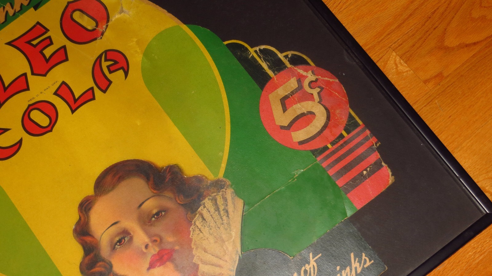 Exceptional Cleo Cola Soda Cardboard Advertisement Sign Original Framed ...