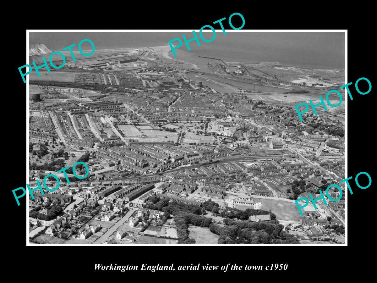 OLD 8x6 HISTORIC PHOTO OF WORKINGTON ENGLAND AERIAL VIEW OF THE TOWN ...