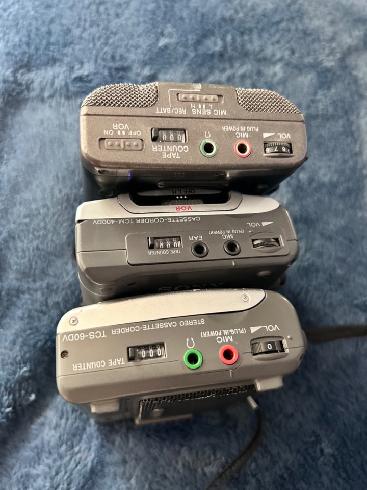 Vintage Sony Walkman Cassette Player/Recorder lot of 3.TCM-400DV,S-580V ...