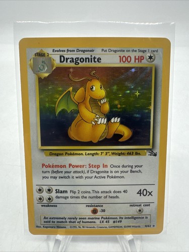 Dragonite 4/62 Fossil Holo Pokemon Wizards of the Coast WotC Light Play ...