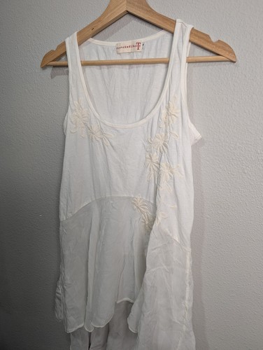 Johnny Was 4 Love and Liberty White Floral Flowy Bohemian Tunic Tank ...