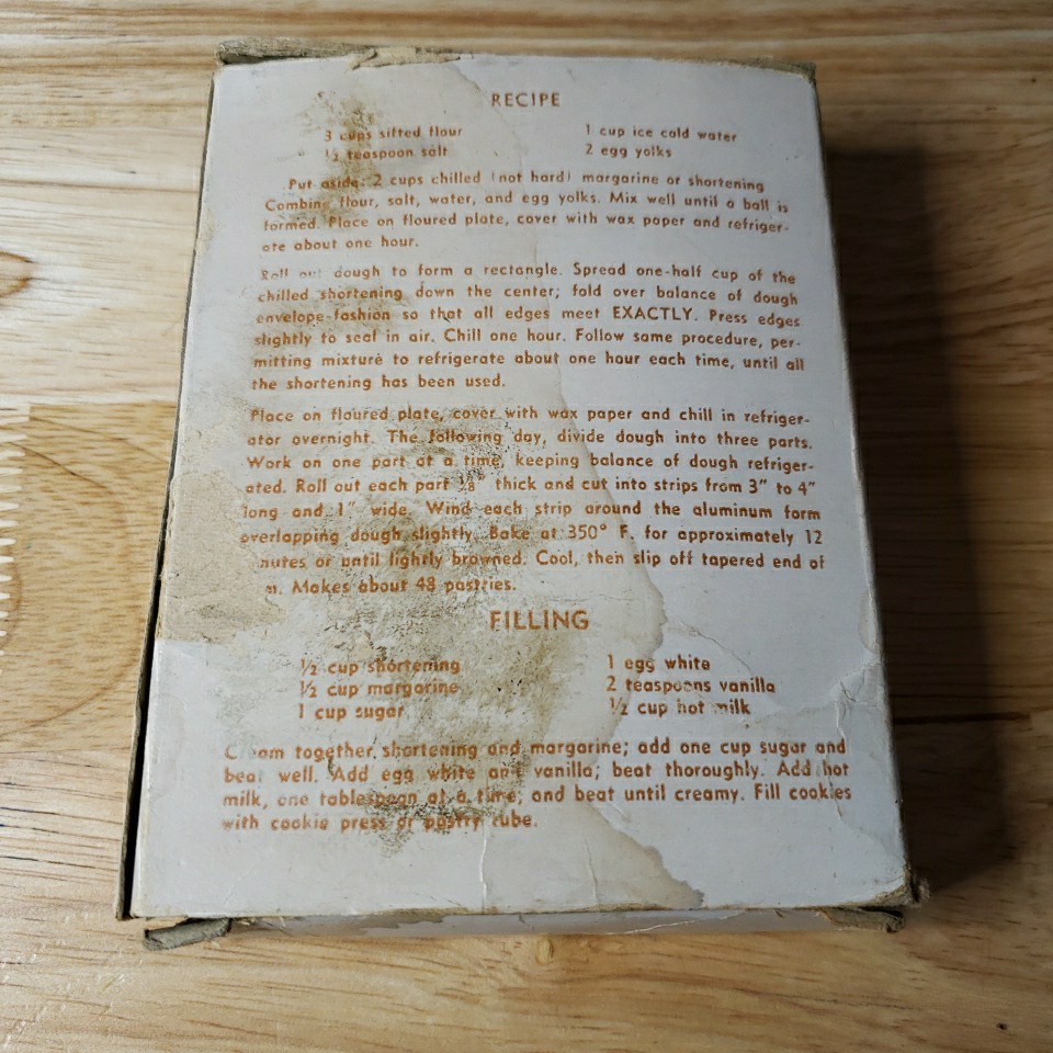 Vintage Kay Wood Pastry Forms Set of 20 w/ Original Box & Recipe Cream ...