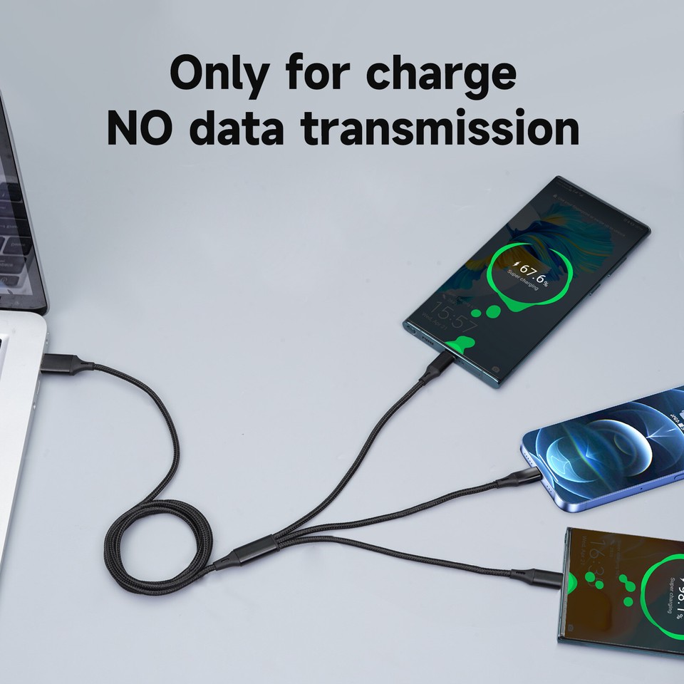 Universal Multi Charger Cable 3 in 1 Multiple Port USB Cable Charging ...