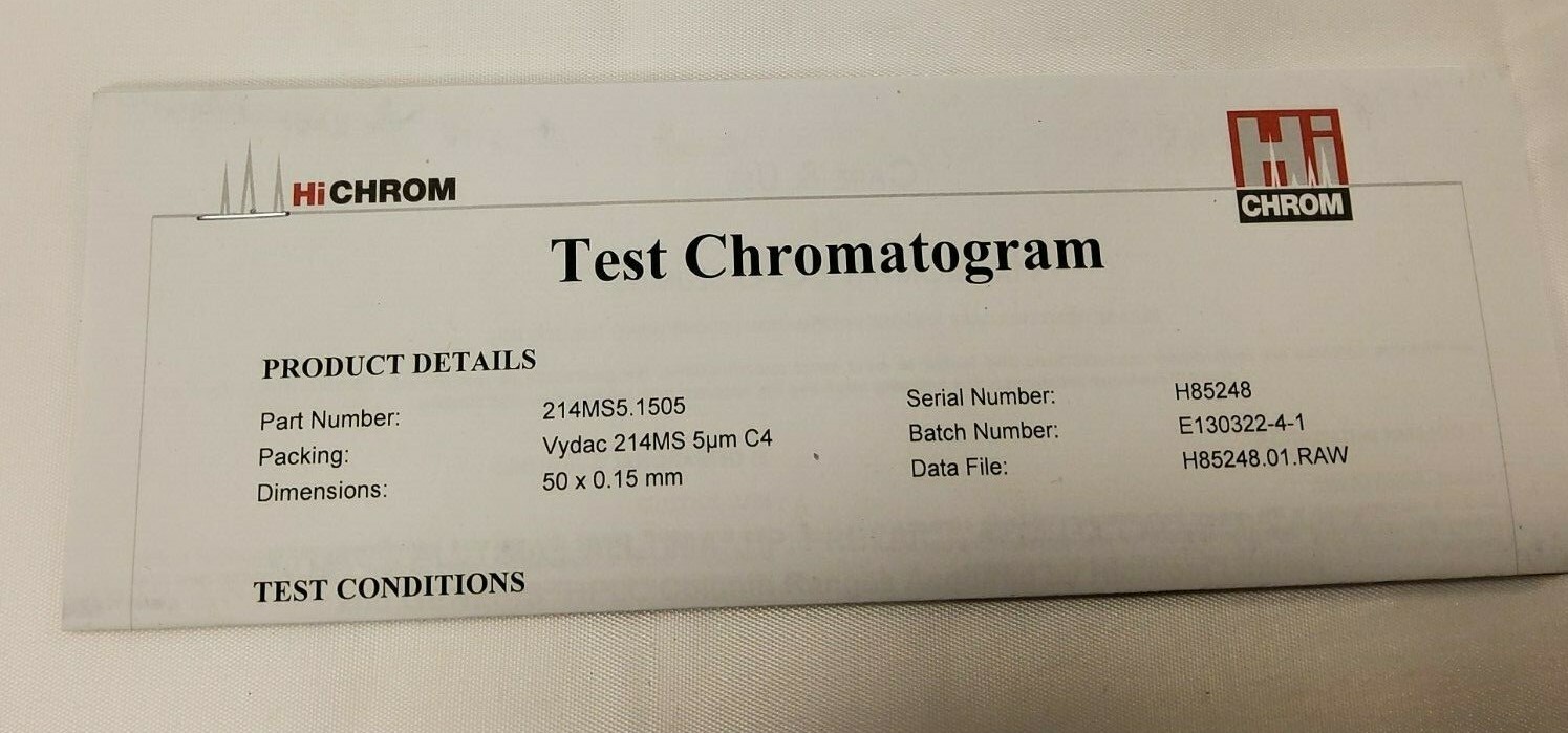 New Hichrom HPLC Column Vydac 214MS C4 50x0.150mm 5µm 214MS5.1505 | eBay