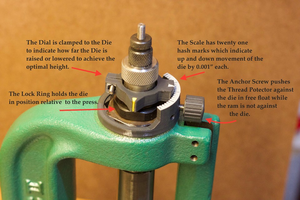 Reloading Die Depth Adjusting Fixture for Shoulder Bump, Crimp, Primer ...