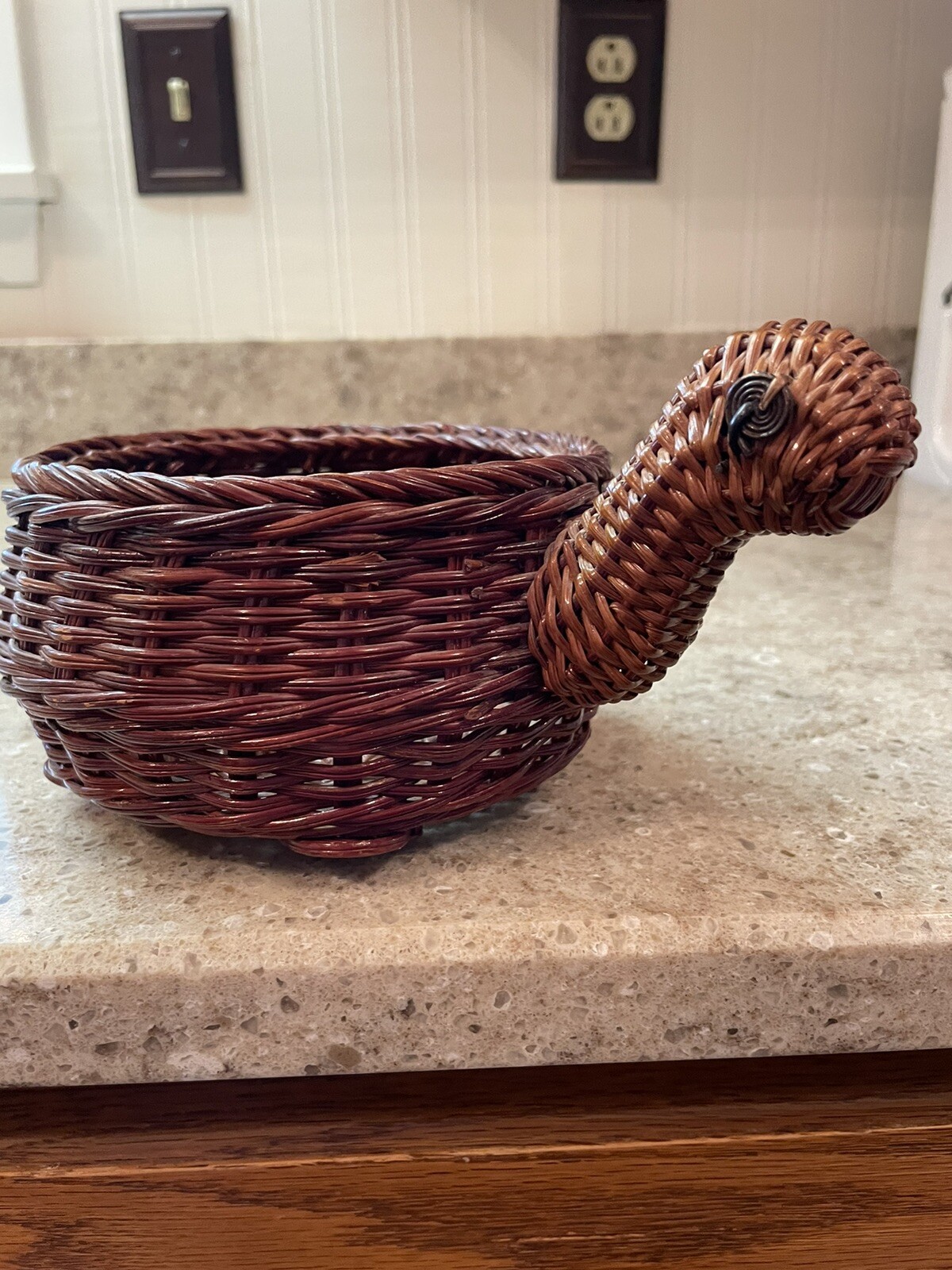 Vintage Wicker Rattan Boho Turtle Tortoise Basket Planter | eBay