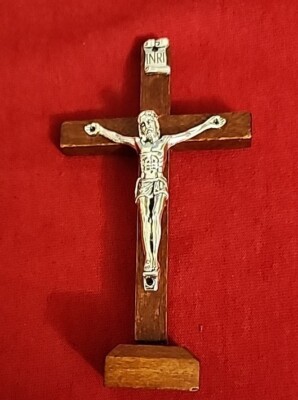 CHRISTIAN INRI Wooden Crucifix Cross on a Stand 4.2” High | eBay