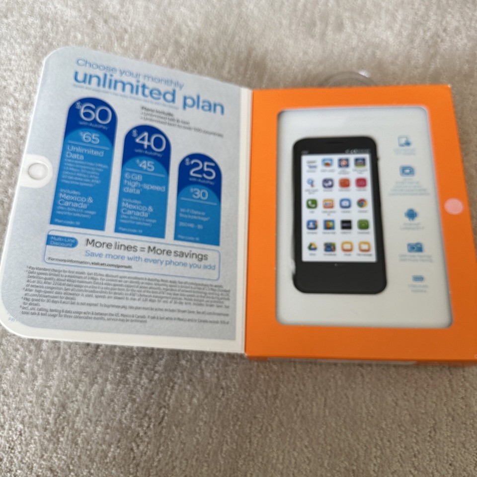 AT&T Prepaid Unlimited Data Alcatel Ideal 8GB Slate Blue Phone Open Box ...