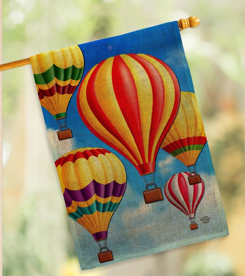 Air Balloon Burlap House Flag Dowel Set for Summer Beach Pool Luau ...