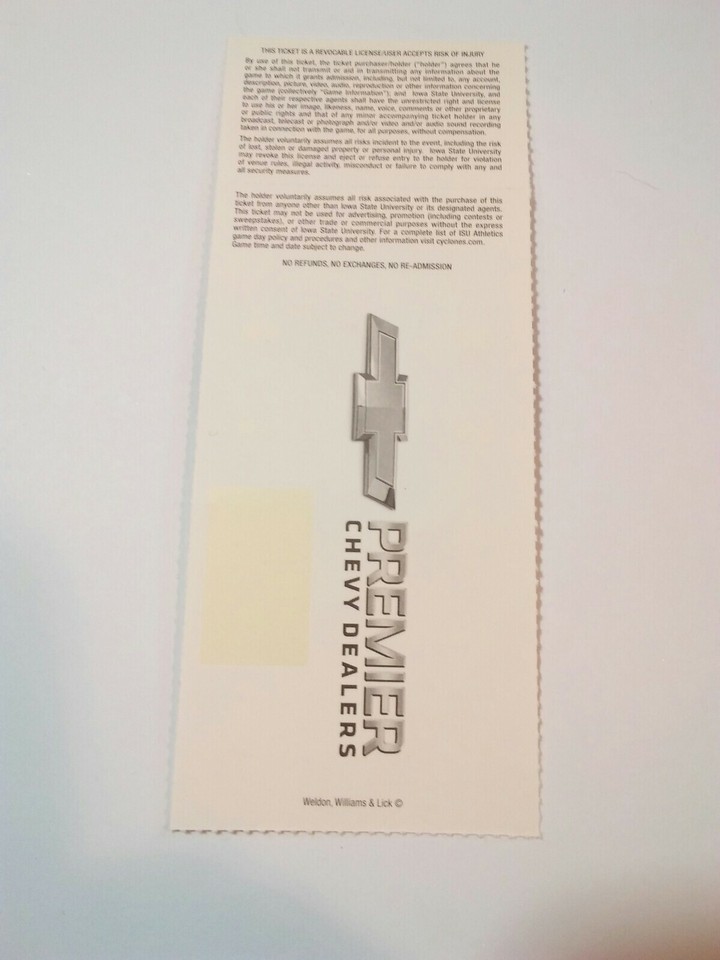 2015 Iowa State Cyclones Texas Longhorns Football Ticket Stub | eBay