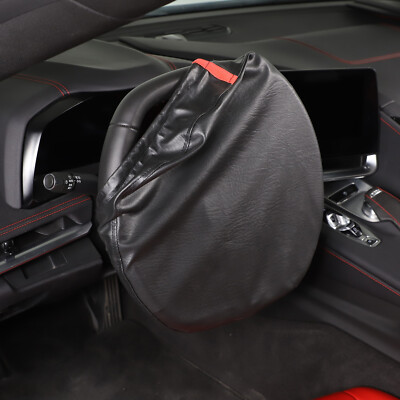 PU Leather Steering Wheel Sun Cover Sun Shade Custom FIt For Corvette ...