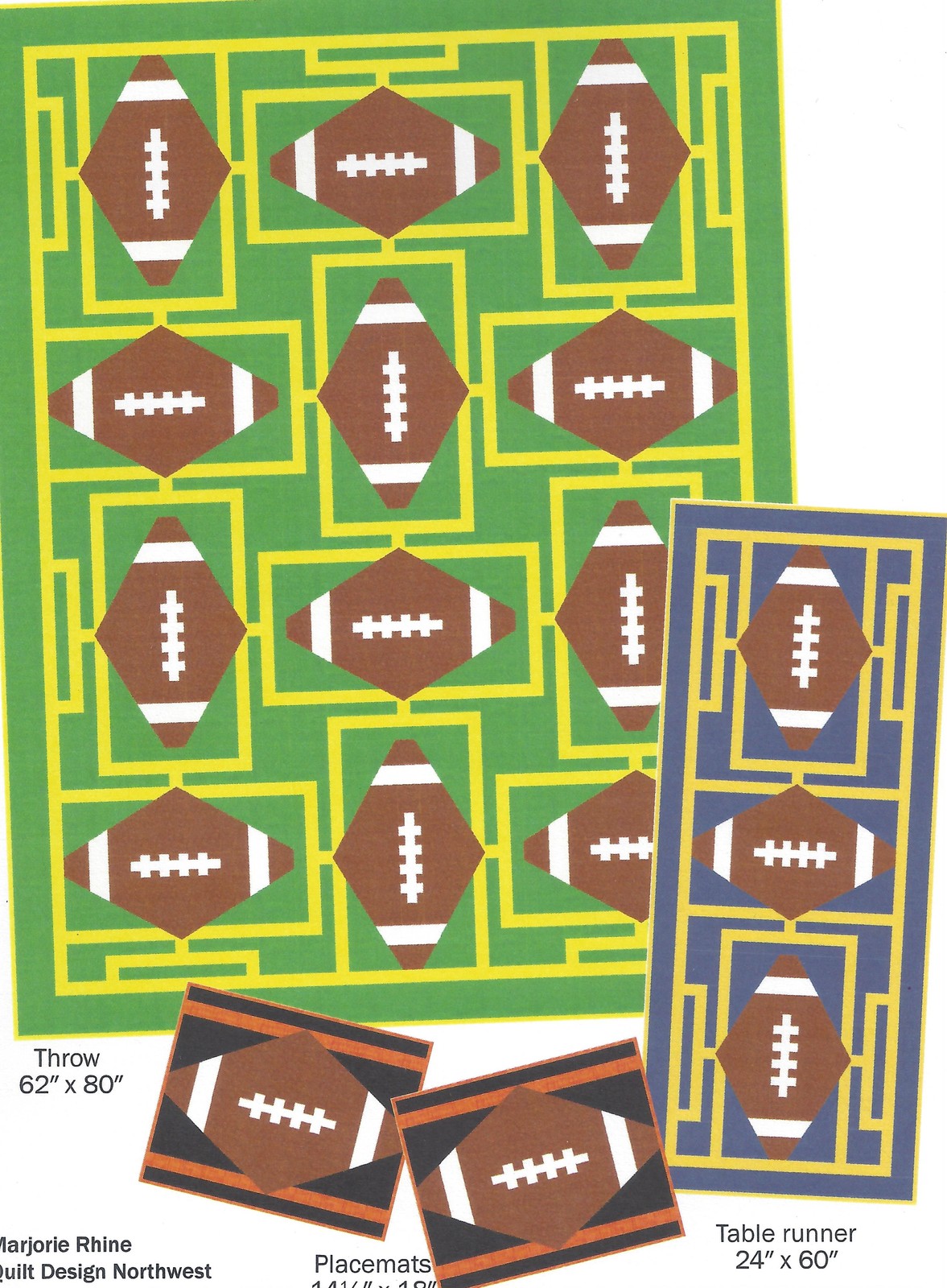 Team Colors: Football quilt pattern by Marjorie Rhine of Quilt Design ...
