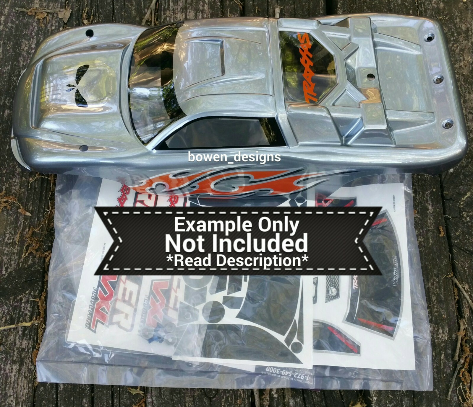 Traxxas Custom Painted RC Body Shell Rustler VXL XL5 Tamiya Black Clear ...