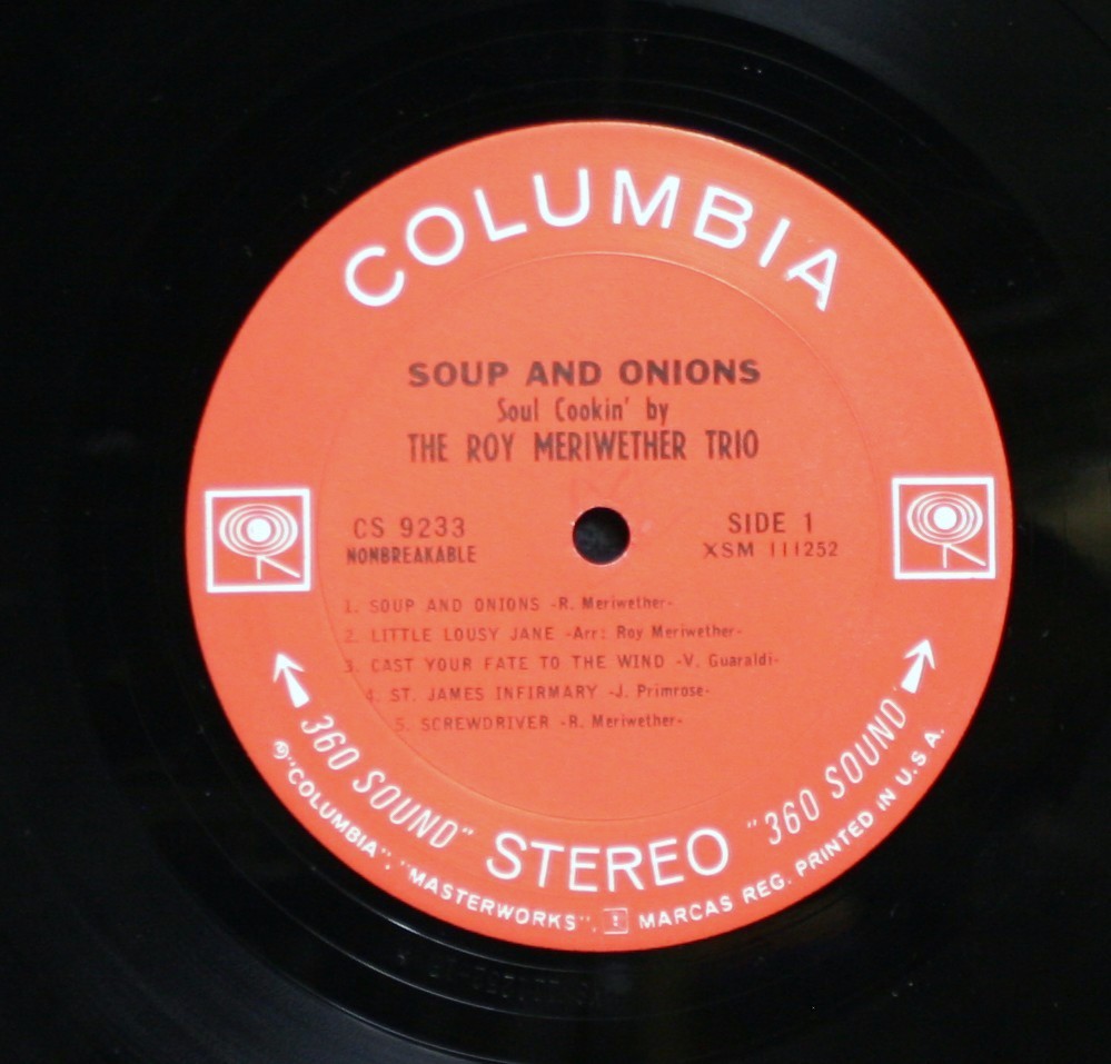 VINYL RECORD SOUP & ONIONS SOUL COOKIN BY THE ROY MERIWETHER TRIO ...