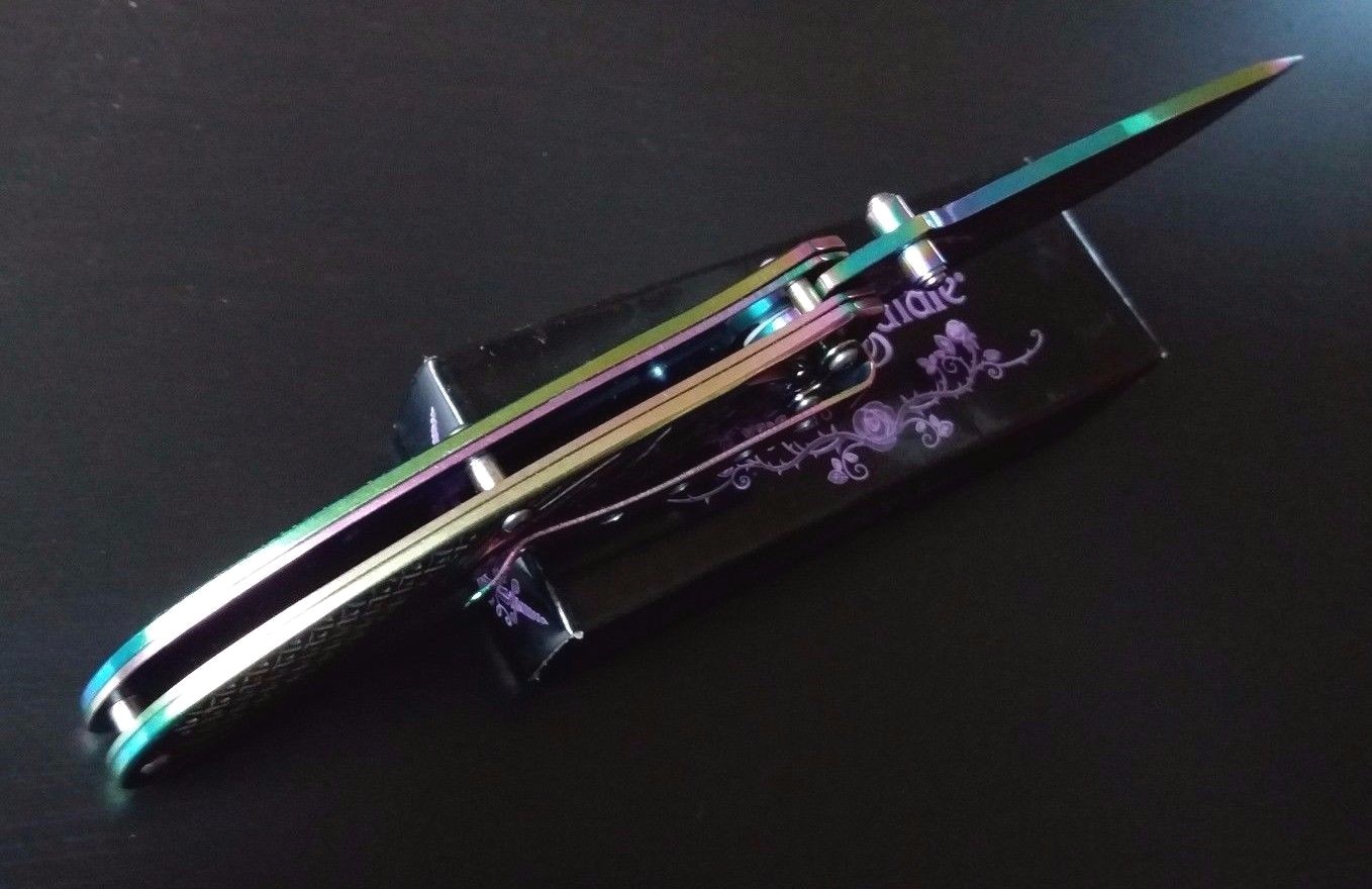 Rose Pocket Knife Spring Assisted Rainbow Unisex Men Ladies Girl Women ...