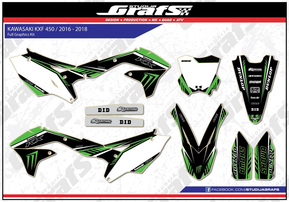 KAWASAKI Complete Graphics KX F KLX 65 85 110 112 125 140 150 230 250 ...