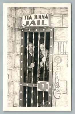Flapper Girl in Tijuana Mexico Fake Jail Cell w Boyfriend RPPC Vintage ...