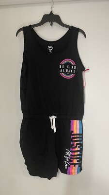 New Justice Girls Black Be Kind Drawstring Romper Sleeveless Size XL 16 ...