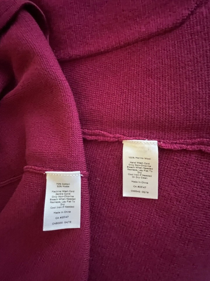 Talbots Burgundy 100% Wool Cardigan, And Top 70% Cotton 30% Rayon,Twin ...