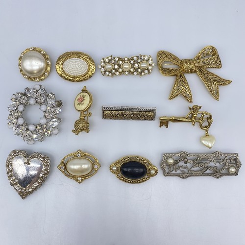 Lot of 12 Vintage 1928 BROOCH Pins Rhinestone Enamel Costume Jewelry | eBay