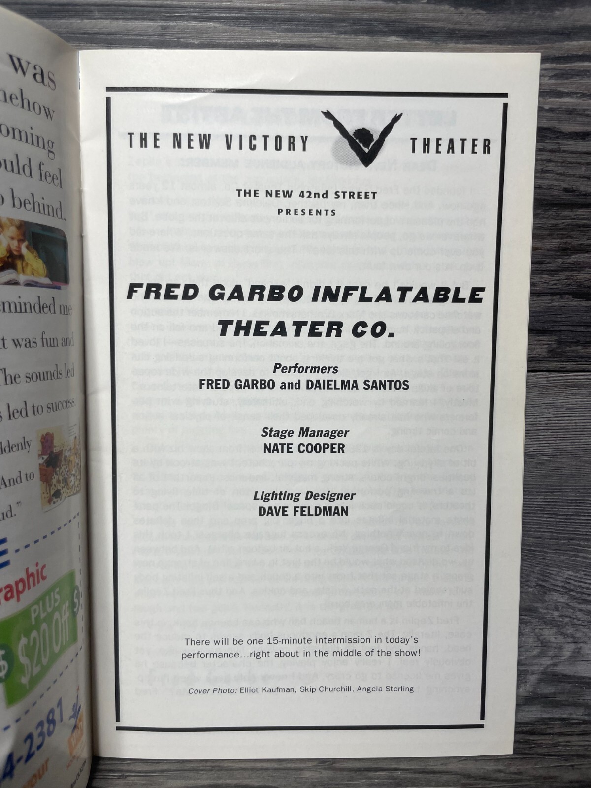 FRED GARBO INFLATABLE THEATER CO, STAGEBILL, MARCH 2002, THE NEW ...
