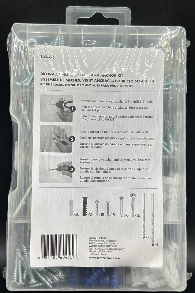 Arrow Drywall Drill Bit Screw And Anchor Kit 138pcs Mixed Finish | eBay
