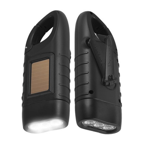 Solar Power Hand Crank LED Flashlight Survival Gear Torch Dynamo for ...