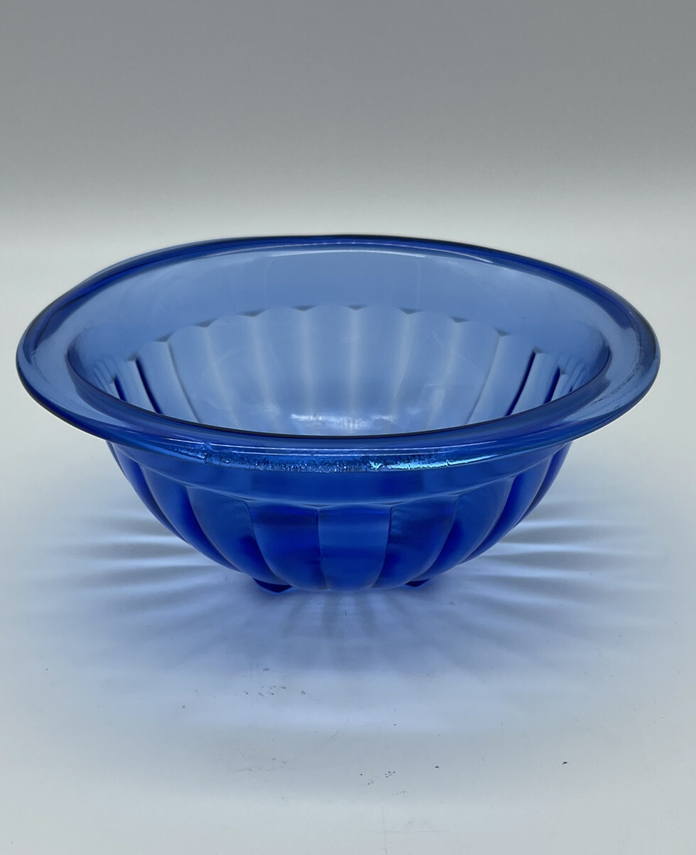 Vintage Hazel Atlas Pillar Optic Small Mixing Bowl Ribbed Cobalt Blue 6 ...