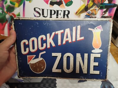Cocktail Zone Tin Sign Mancave Wall 12 X 8 Barwear Kitchen Novelty ...