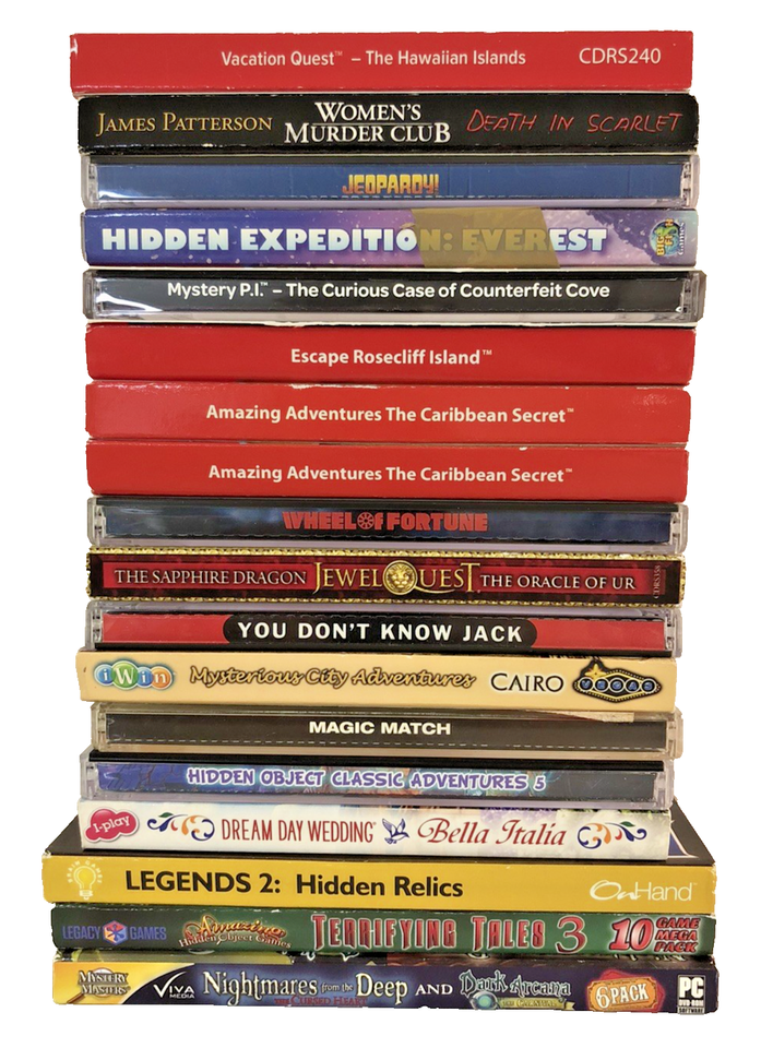 Large Lot of 33 PC Game Discs_Hidden Item Games, Adventure Games, Quiz ...
