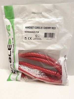 Cablesys Cherry Red Long Handset Cord Phone Coil Receiver Vintage 25 Ft ...