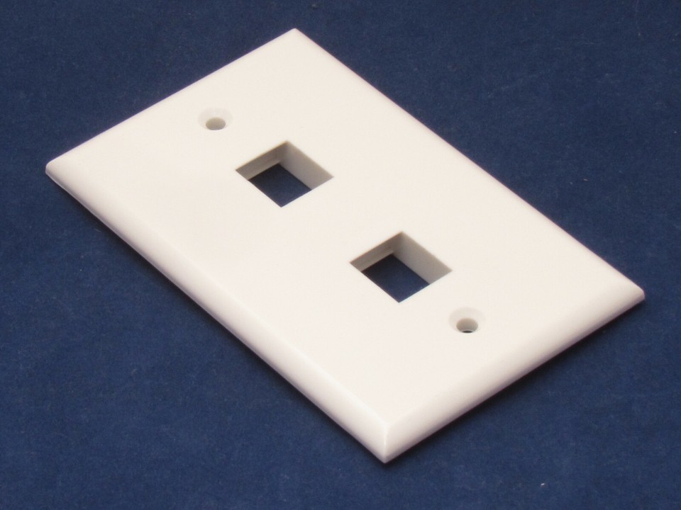 50 Faceplate 2 Port Keystone Jack RJ45 CAT5 CAT5e CAT6 Network Wall ...