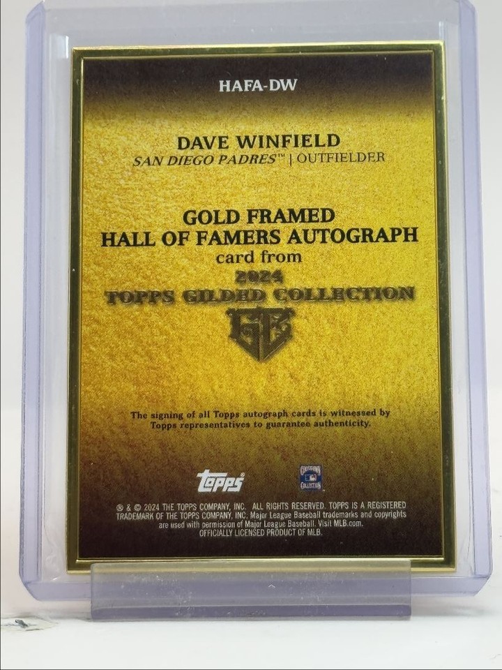 DAVE WINFIELD 2024 TOPPS GILDED COLLECTION ROSE GOLD FRAME AUTO /50 ...