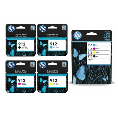 Genuine HP 912 C/M/Y/K Ink Cartridges for HP Officejet 8015e 8015 ...