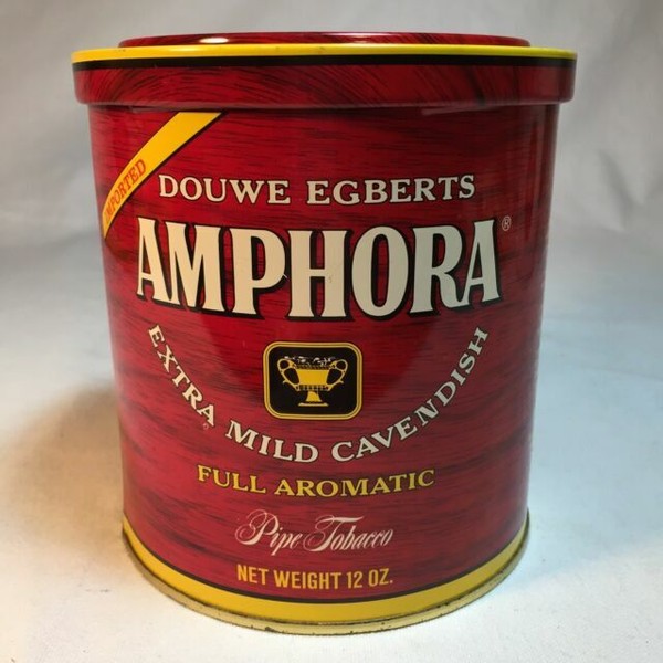 Vintage Douwe Egberts Amphora Pipe Tobacco Cavendish Red 12 Oz Tin Can ...