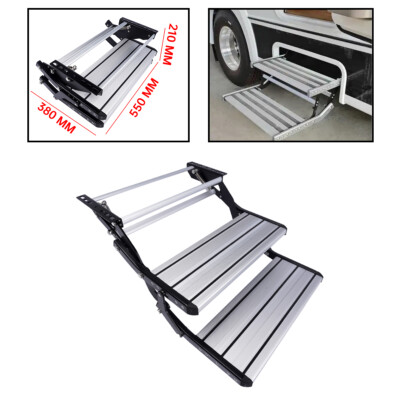 Double Caravan Step Pull Out Folding Aluminium Steps Off Road RV Camper ...
